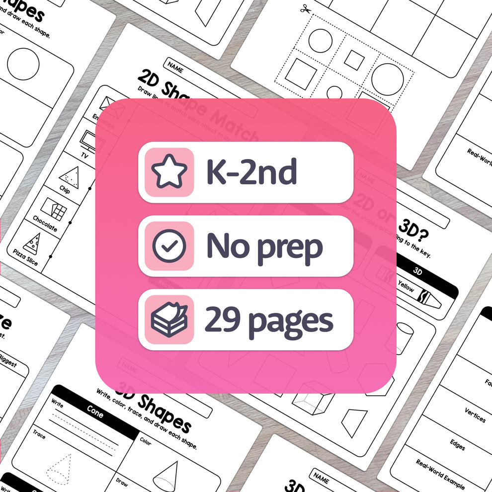 2D and 3D Shapes Worksheets (Printable PDF) – That Little Robot