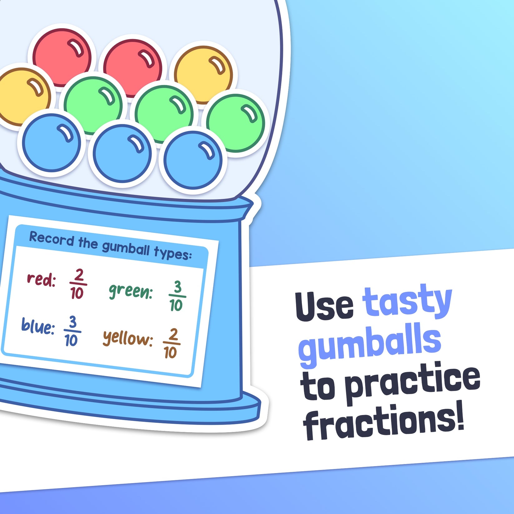 Gumball Fraction Activities (Printable PDF) – That Little Robot
