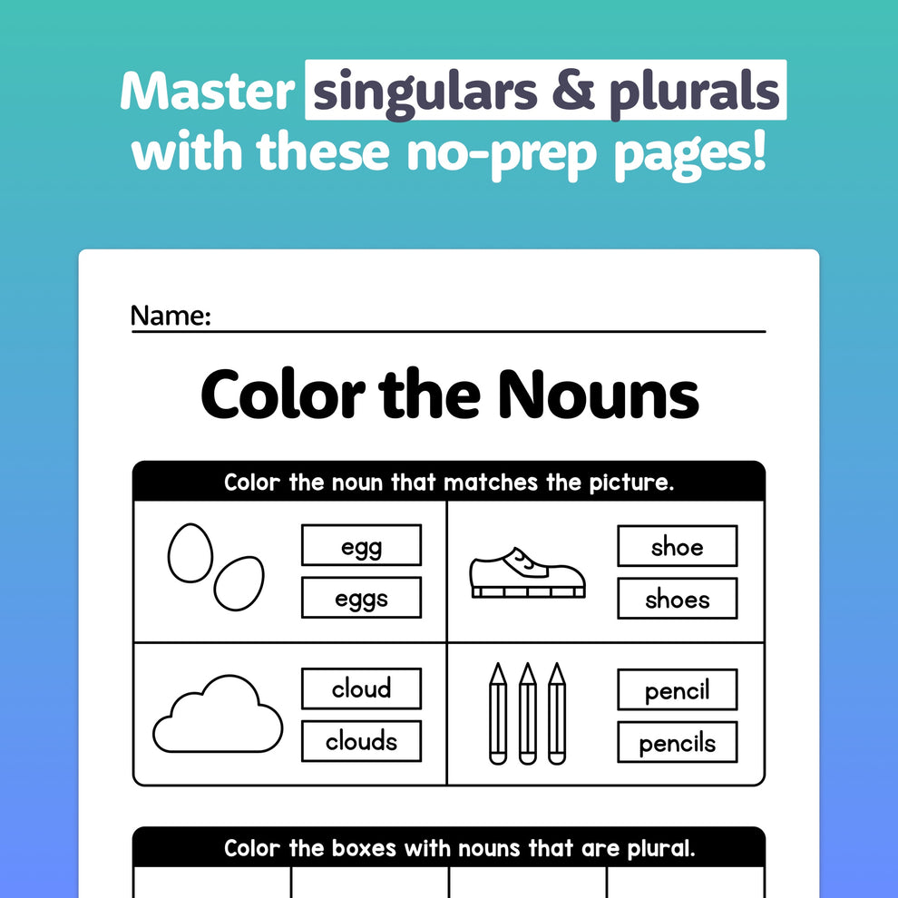 Singular and Plural Nouns Worksheets – That Little Robot