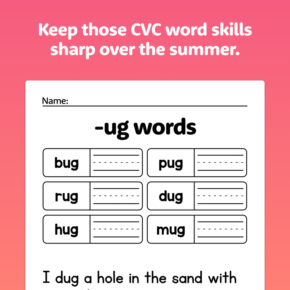 Summer CVC Words Worksheets – That Little Robot