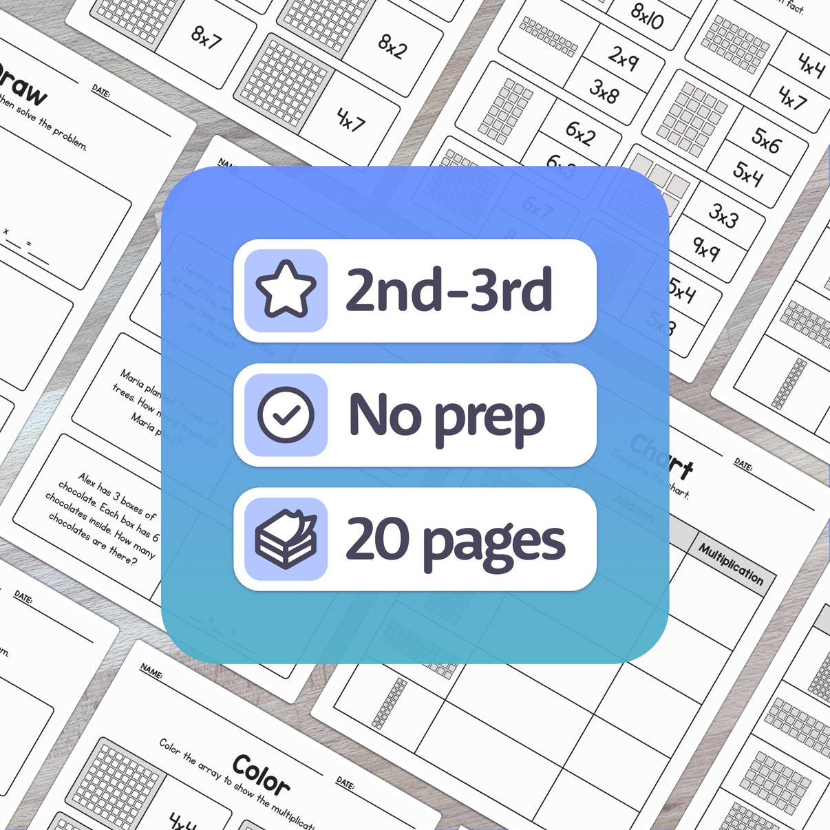 Multiplication Array Worksheets – That Little Robot