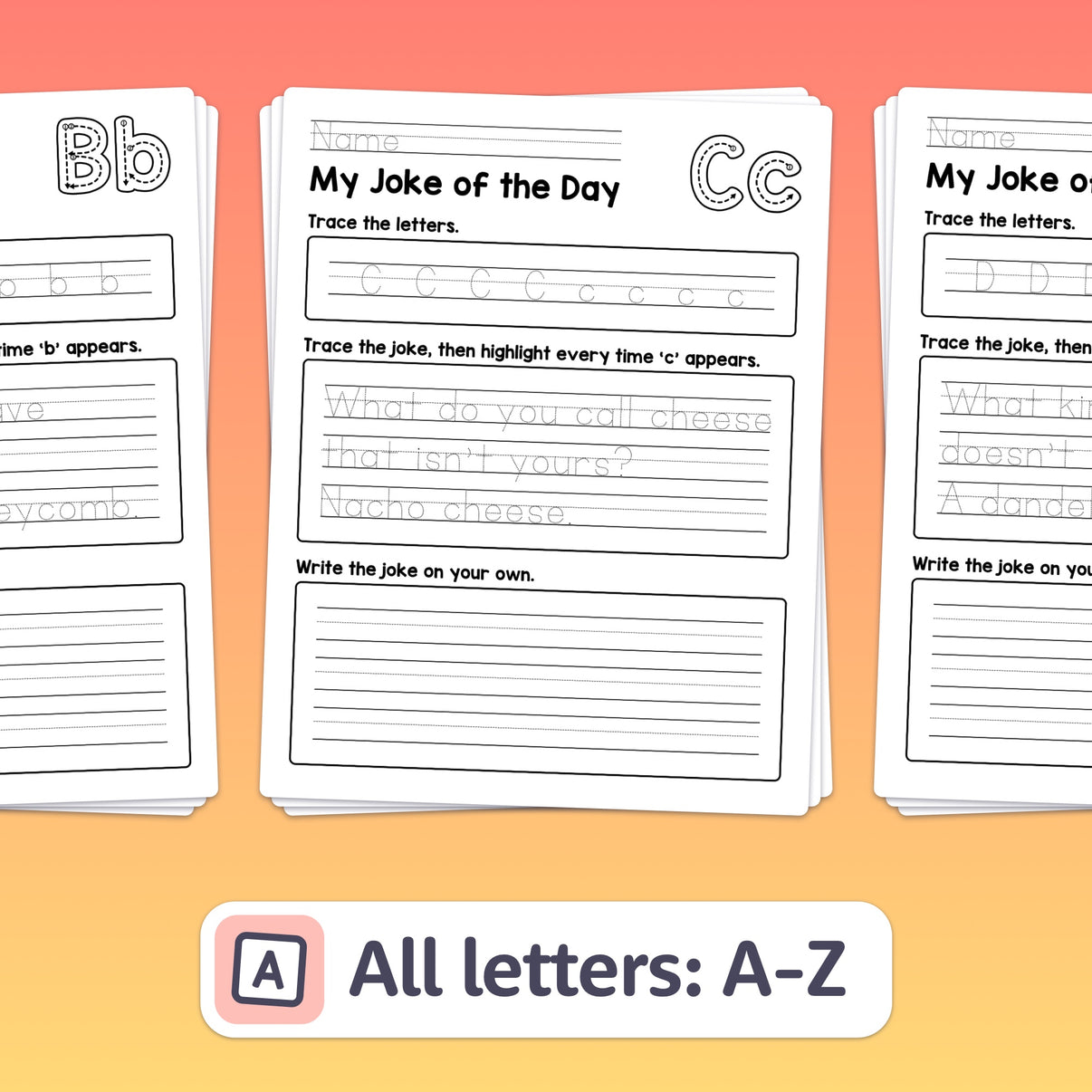Daily Joke Handwriting Worksheets (Printable PDF) – That Little Robot