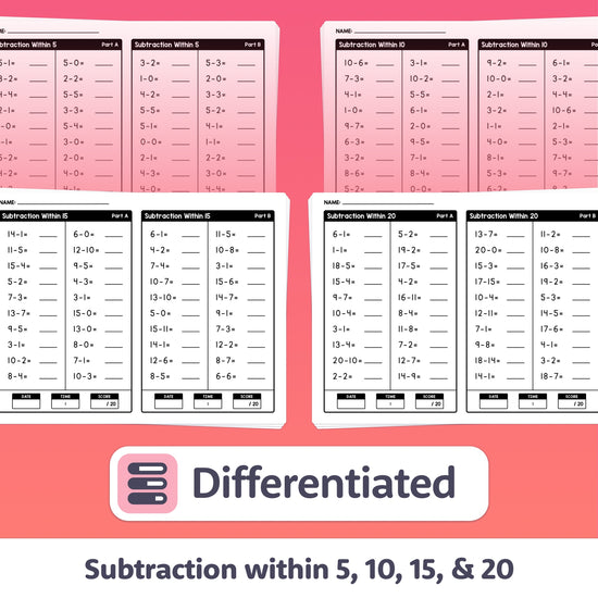 Minute Subtraction Drills – That Little Robot