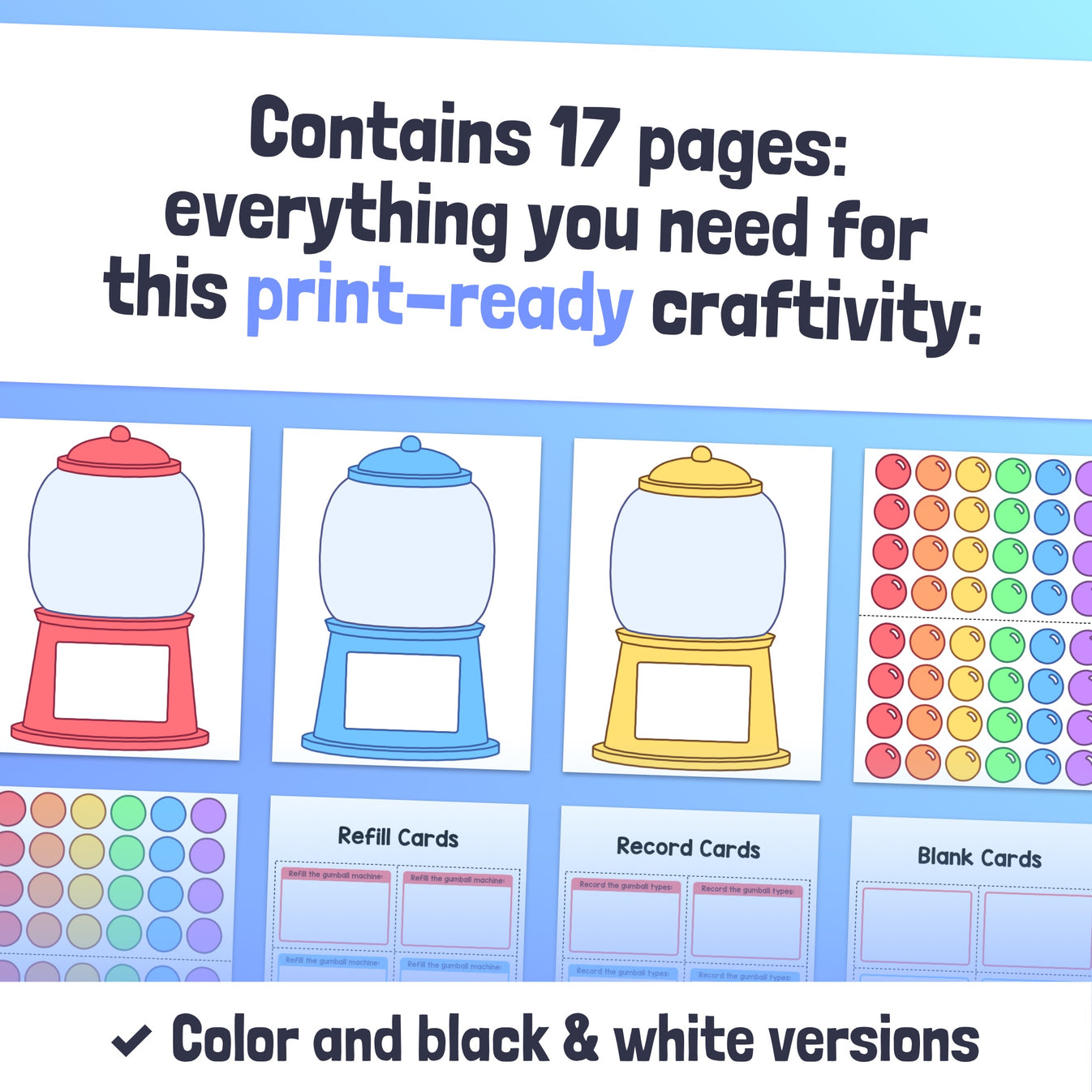 Gumball Fraction Activities (Printable PDF) – That Little Robot