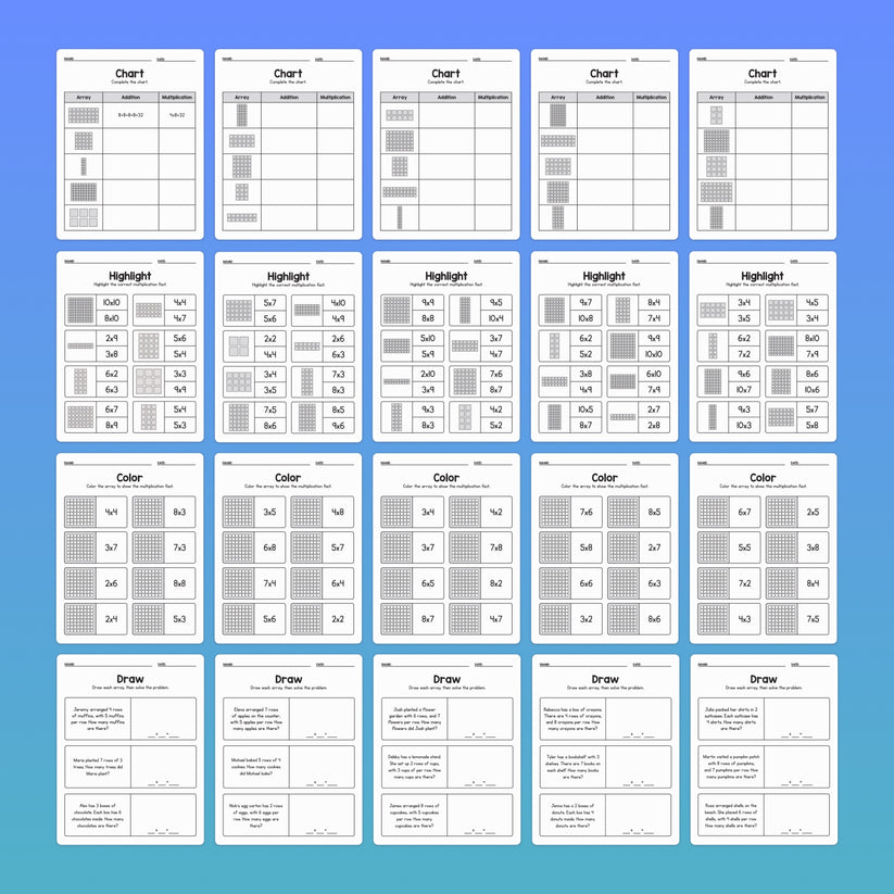 Multiplication Array Worksheets – That Little Robot