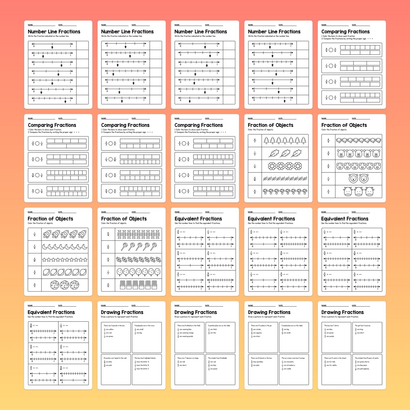 Fraction Worksheets (Printable PDF) – That Little Robot