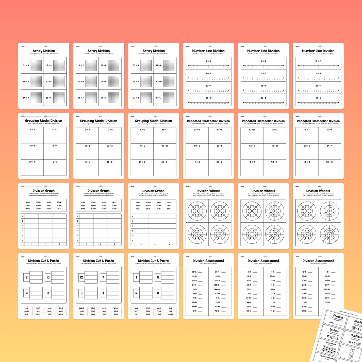 1-12 Division Worksheets (Printable PDF) – That Little Robot