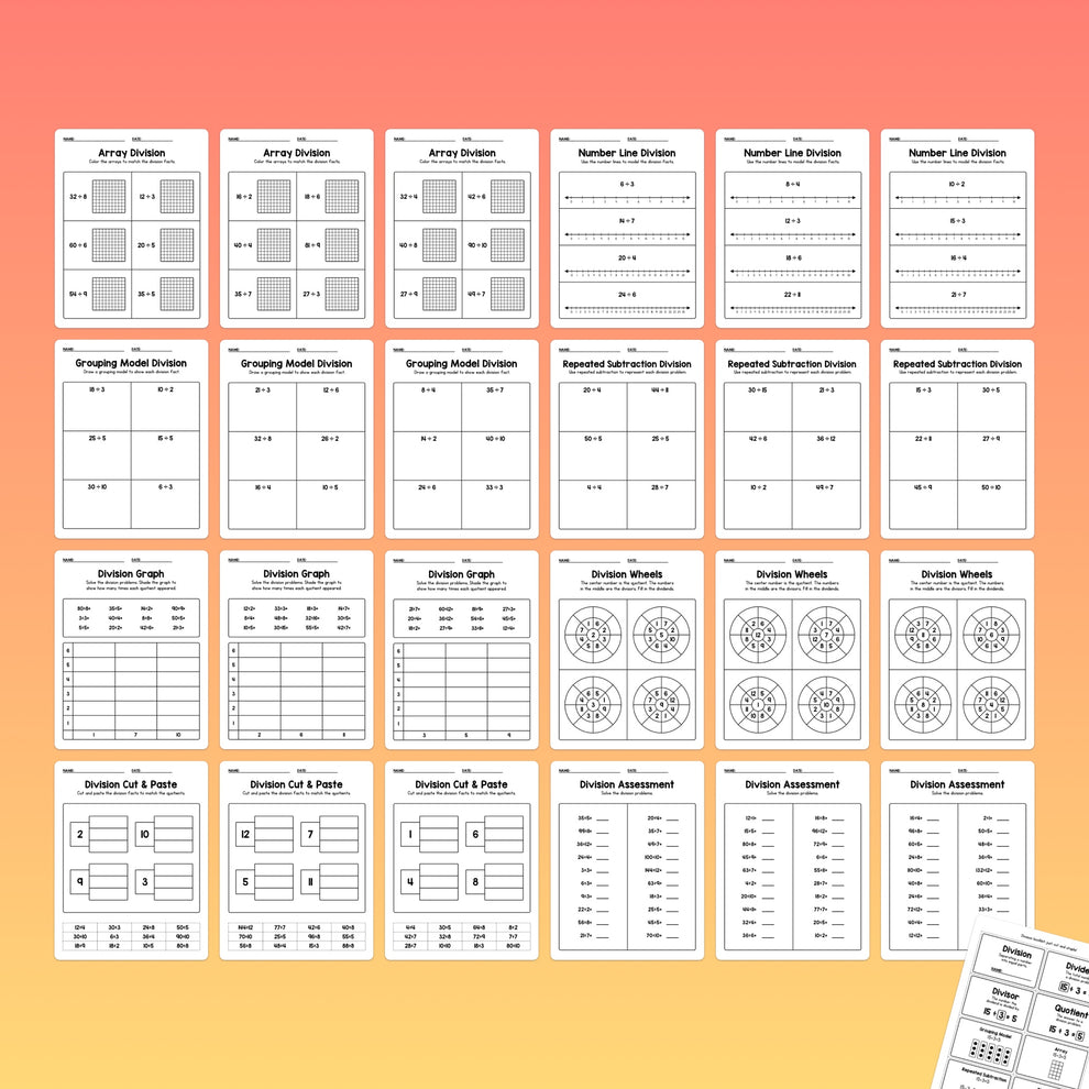 1-12 Division Worksheets (Printable PDF) – That Little Robot