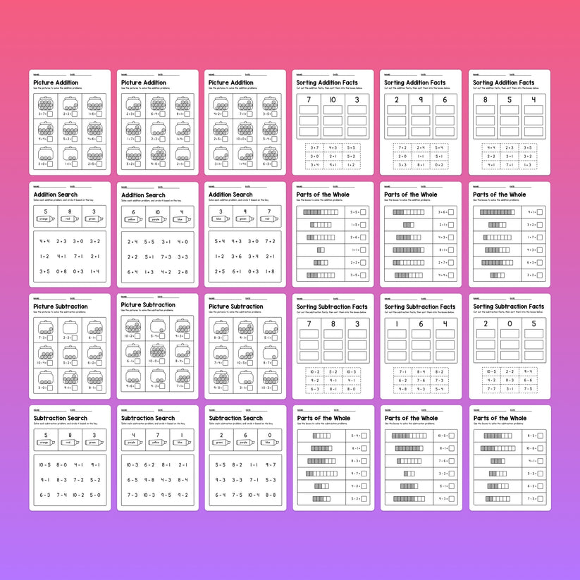 Addition and Subtraction Within 10 Worksheets (Printable PDF) – That ...