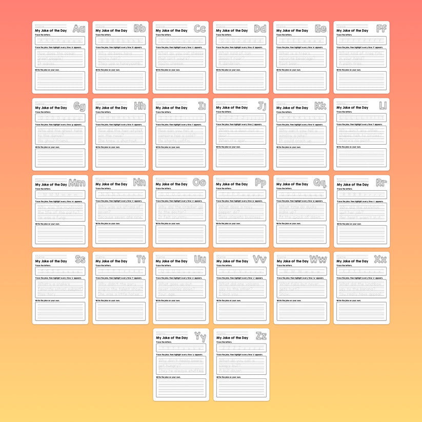 Daily Joke Handwriting Worksheets (Printable PDF) – That Little Robot