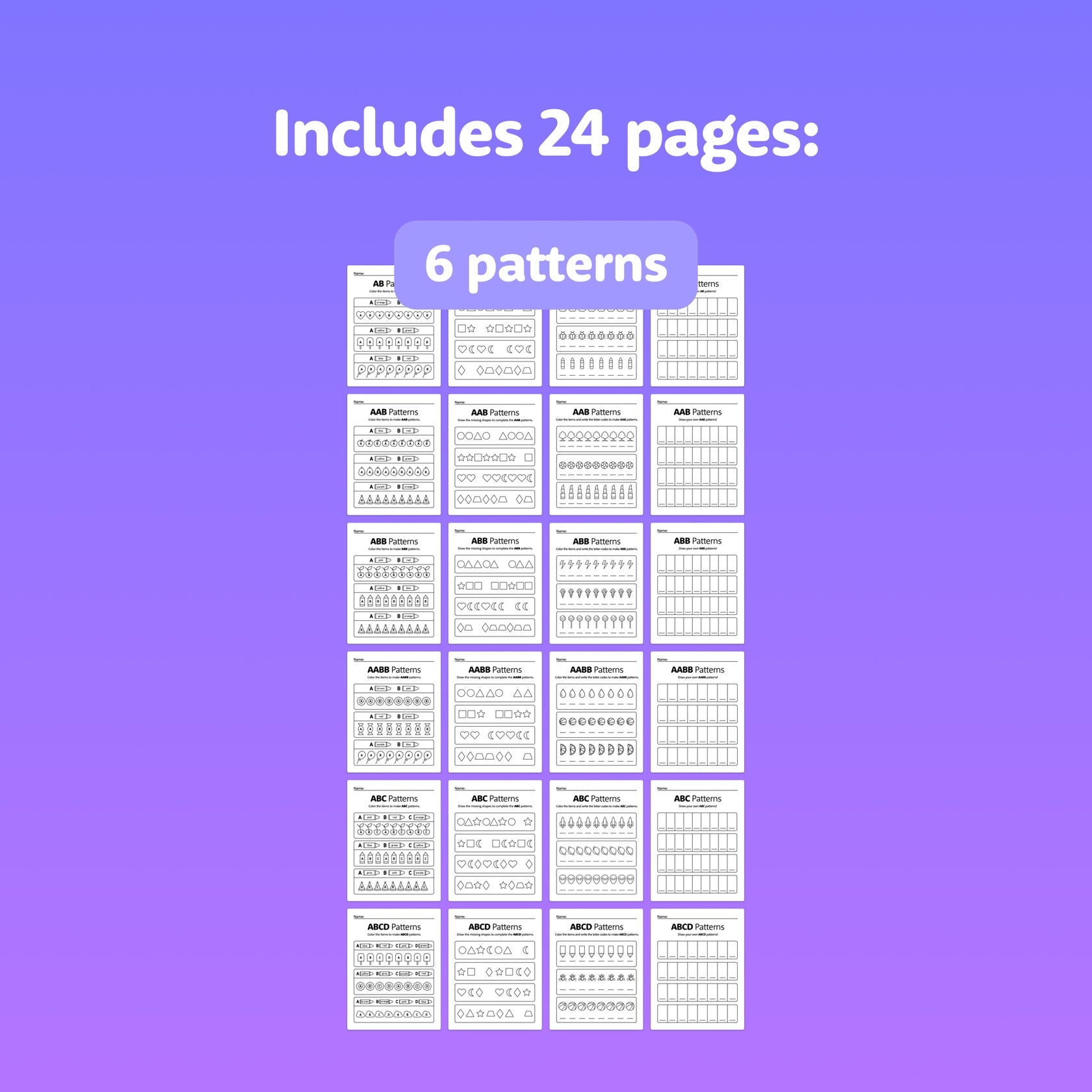 Patterns Worksheets – That Little Robot