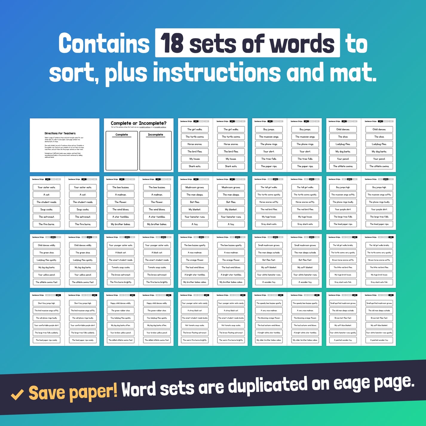 Complete or Incomplete Sentences Center (Printable PDF) – That Little Robot