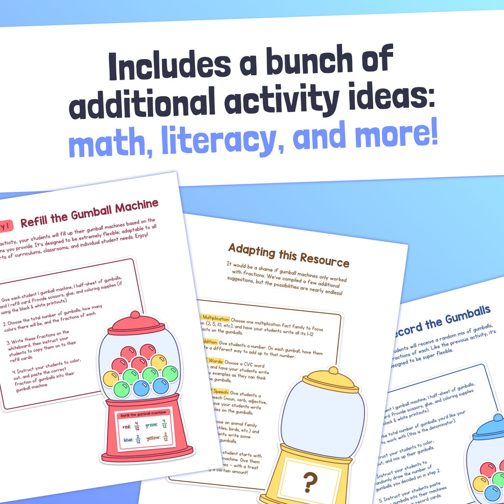 Gumball Fraction Activities (Printable PDF) – That Little Robot