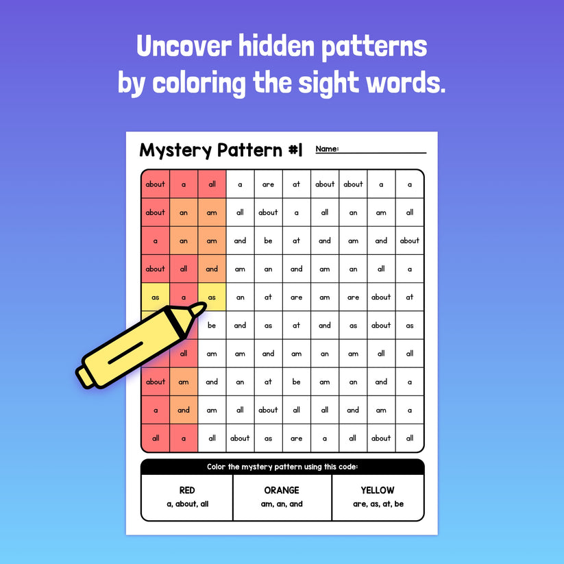 Sight Word Mystery Picture Worksheets – That Little Robot