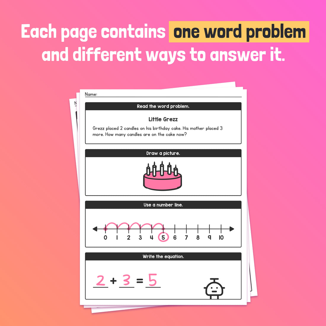 Addition Word Problems Worksheets (Printable PDF) – That Little Robot