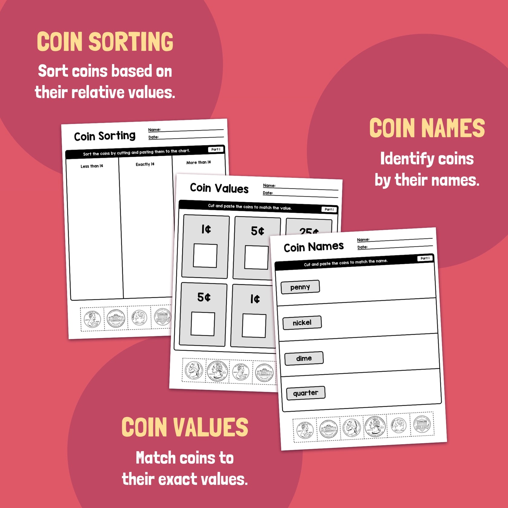 Cut and Paste Money Math Worksheets (Printable PDF) – That Little Robot