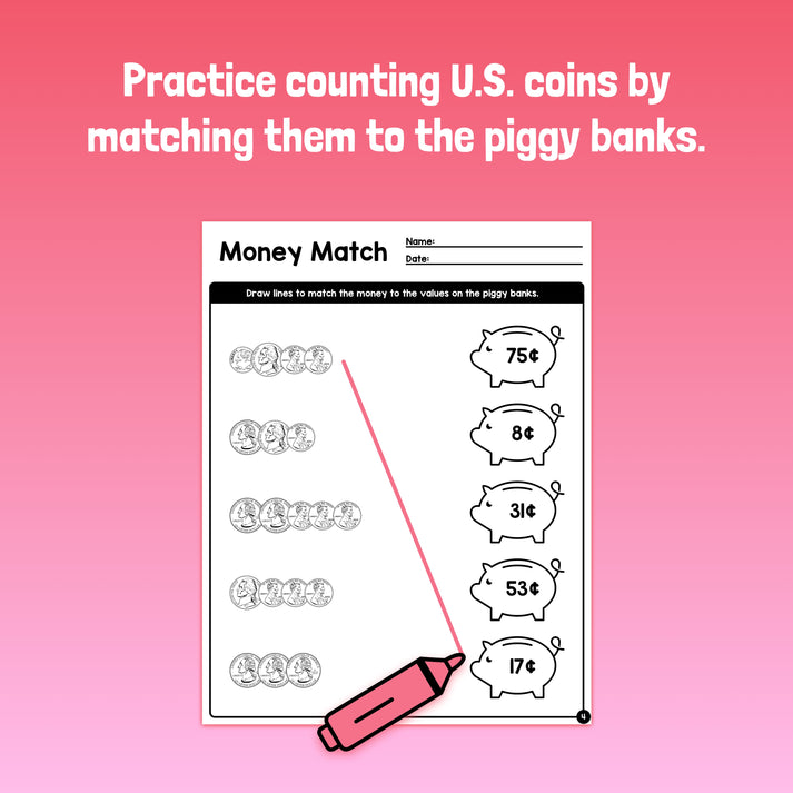 Money Match Worksheets – That Little Robot