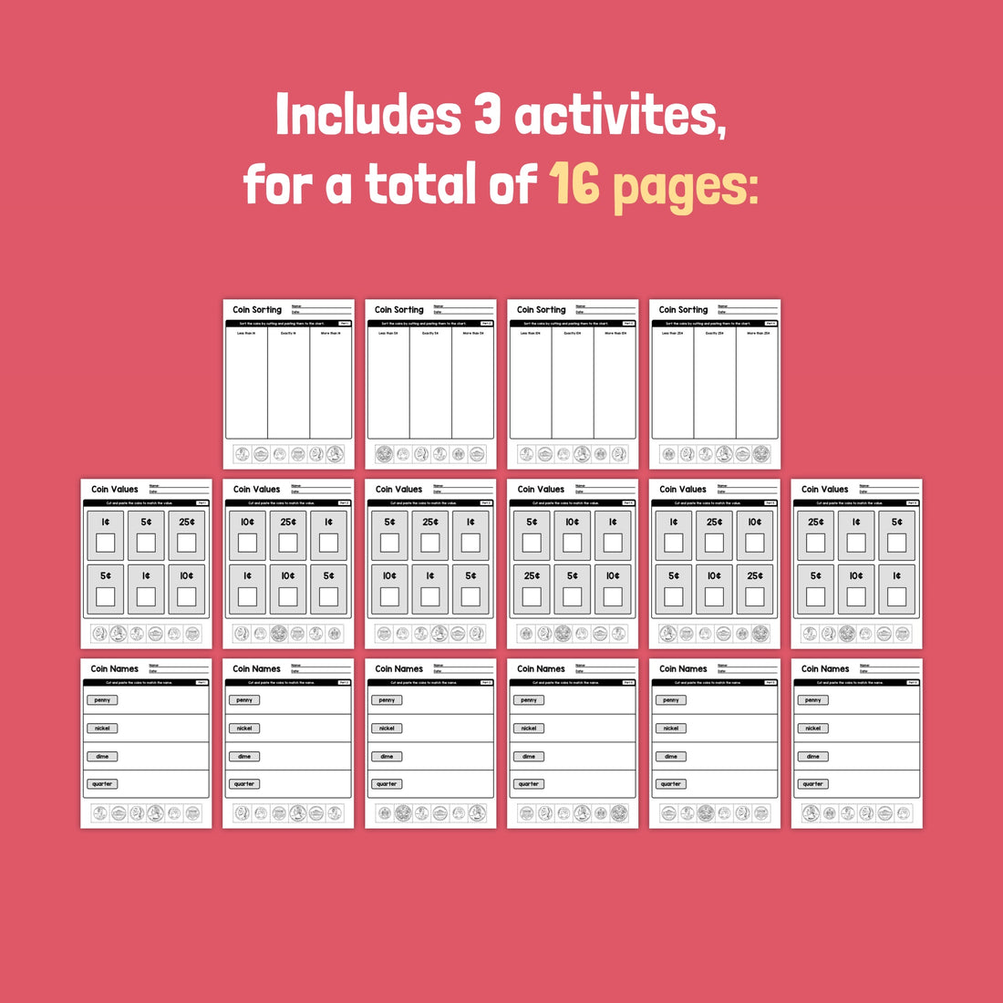 Cut and Paste Money Math Worksheets (Printable PDF) – That Little Robot