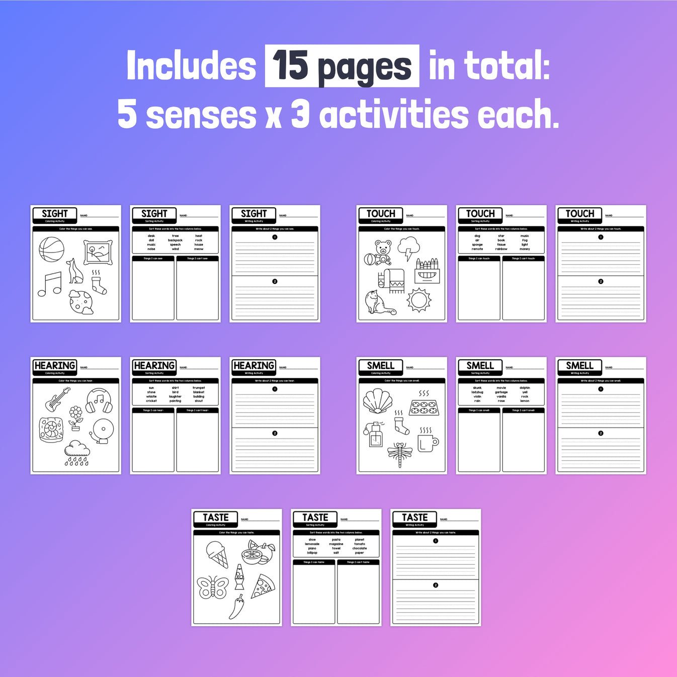 5 Senses Mini Unit (Printable PDF) – That Little Robot
