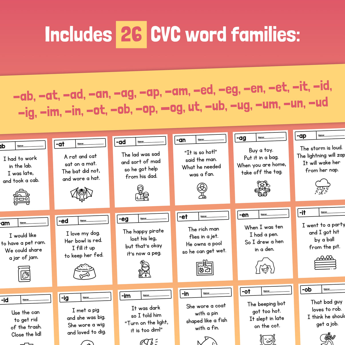 CVC Word Poems (Printable PDF) – That Little Robot