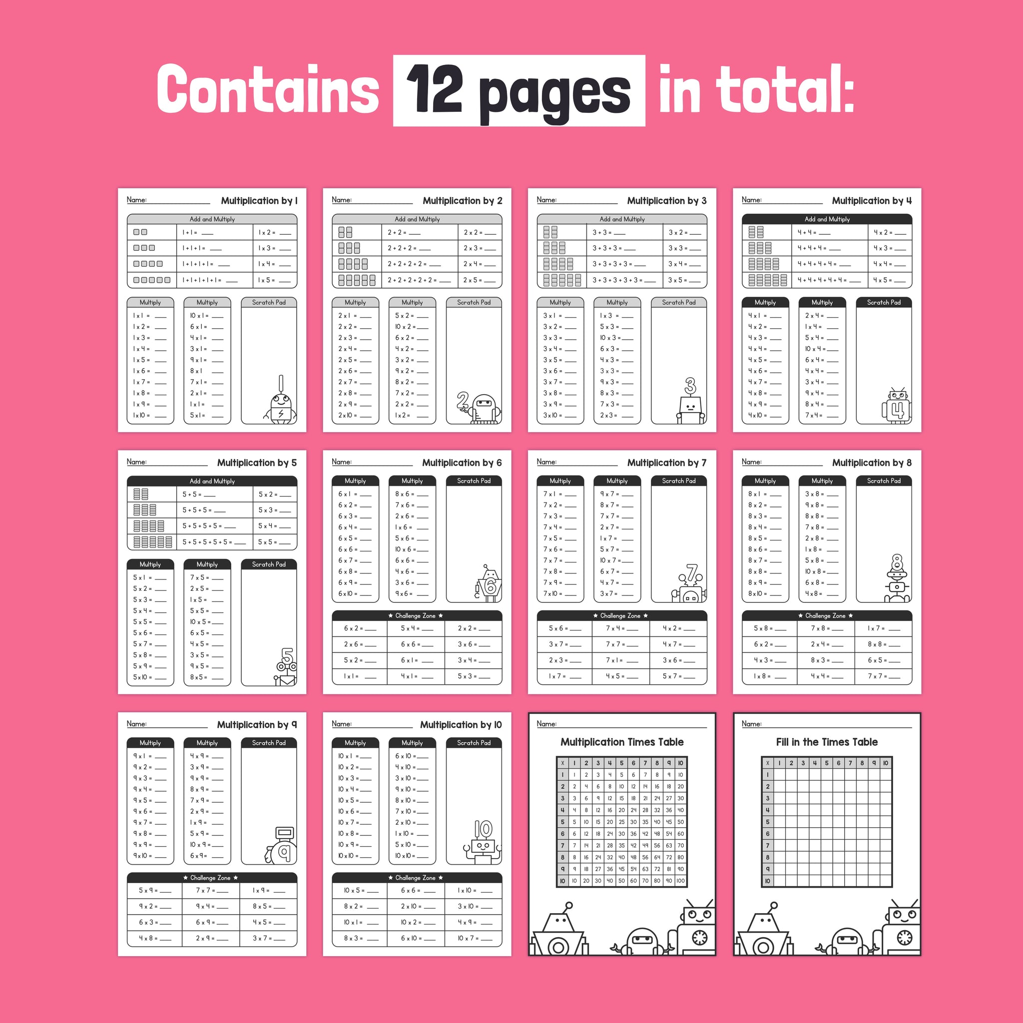 Robot Times Table Worksheets – That Little Robot