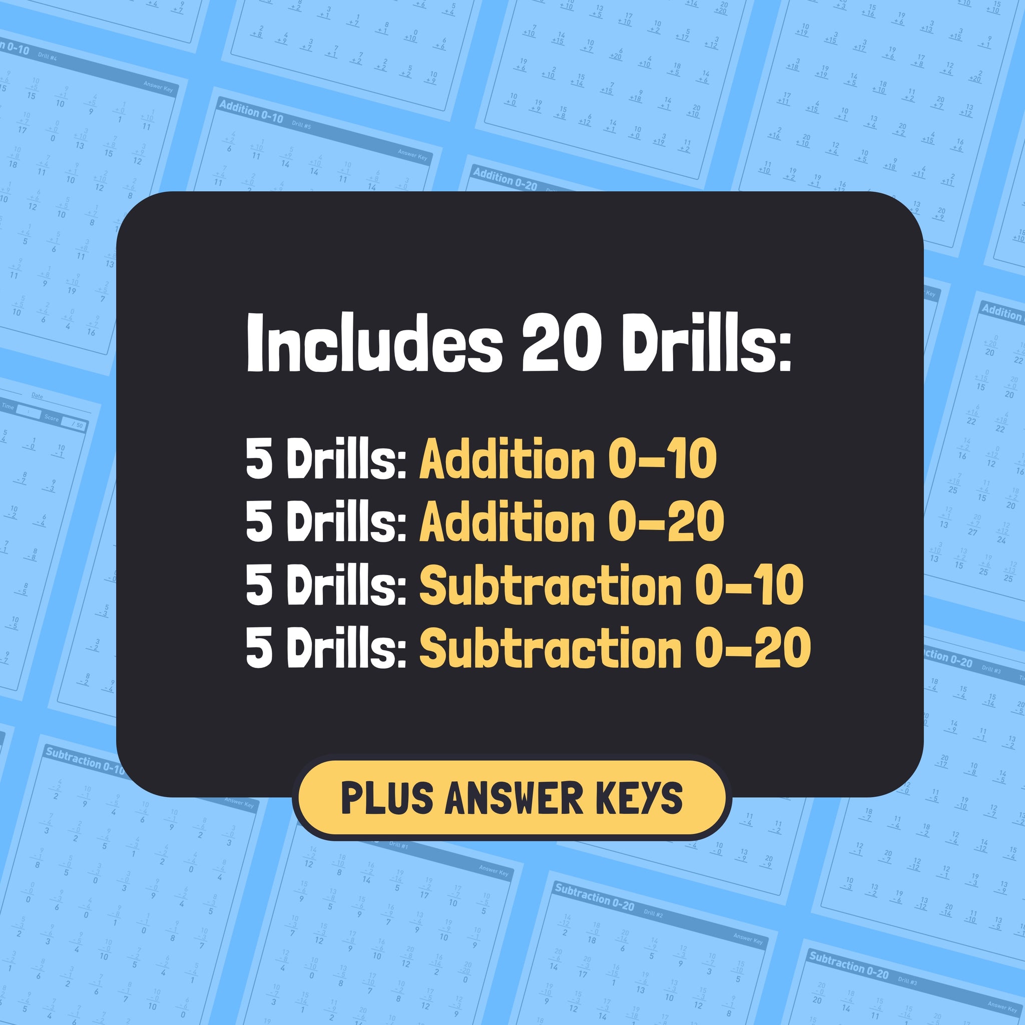 Differentiated Addition and Subtraction Drills (Printable PDF) – That ...
